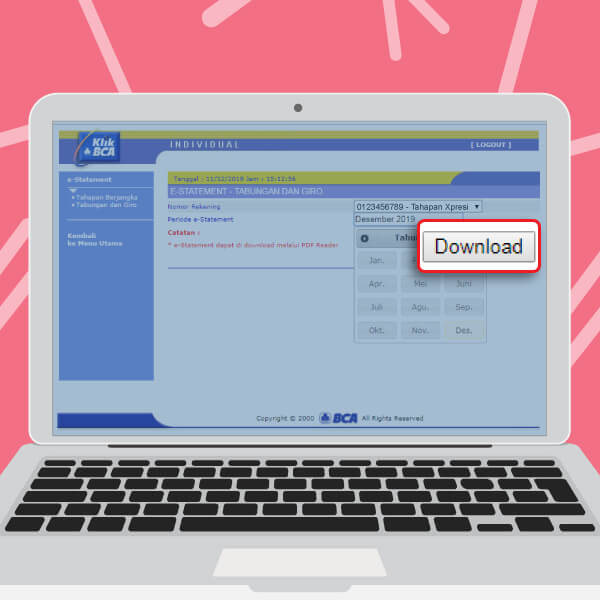 BCA - Cek e statement mulai Januari 2016 bisa DiRumahAja